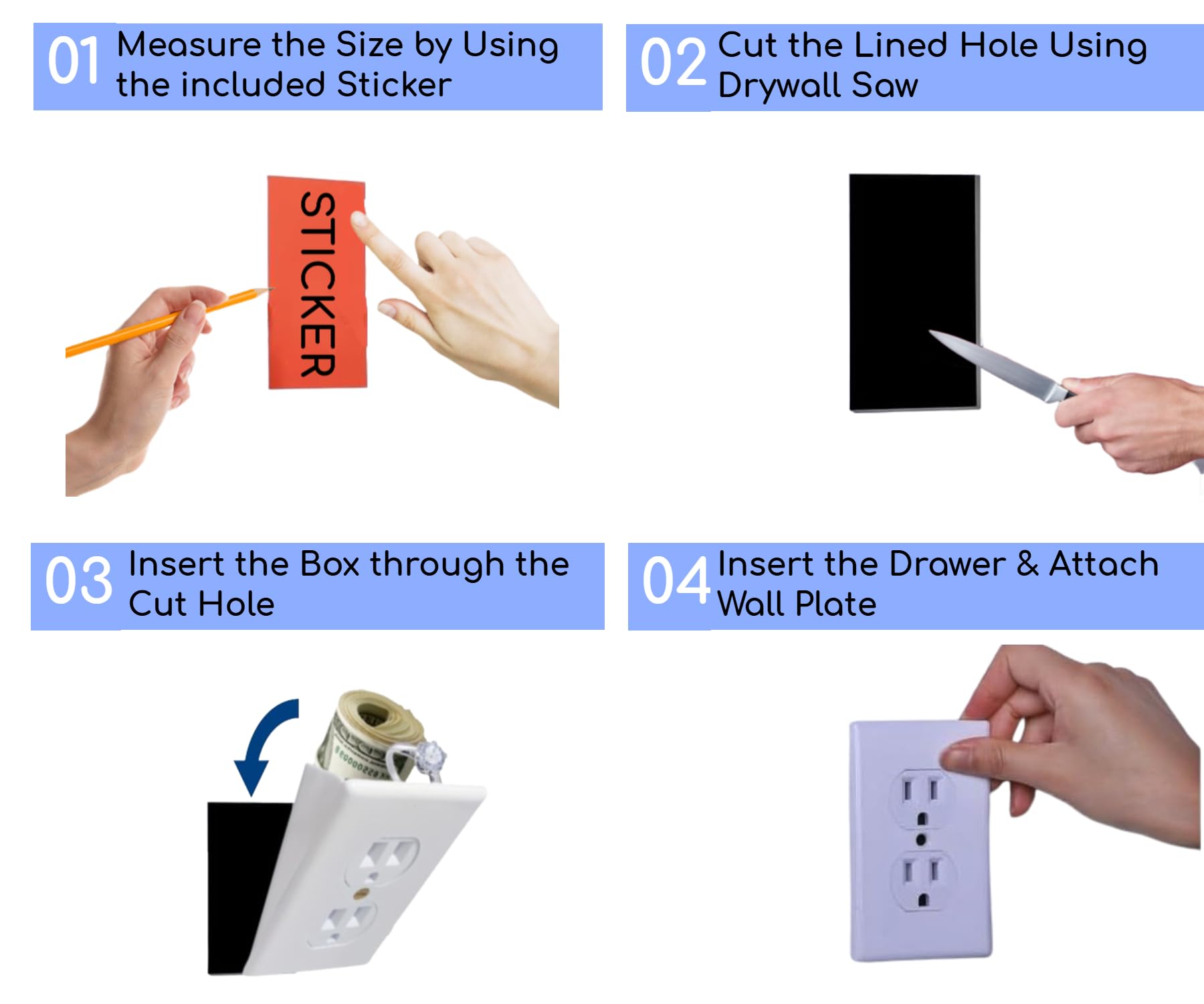 Snapklik.com : Hidden Wall Safe Outlet Fake Safe Secret Storage ...