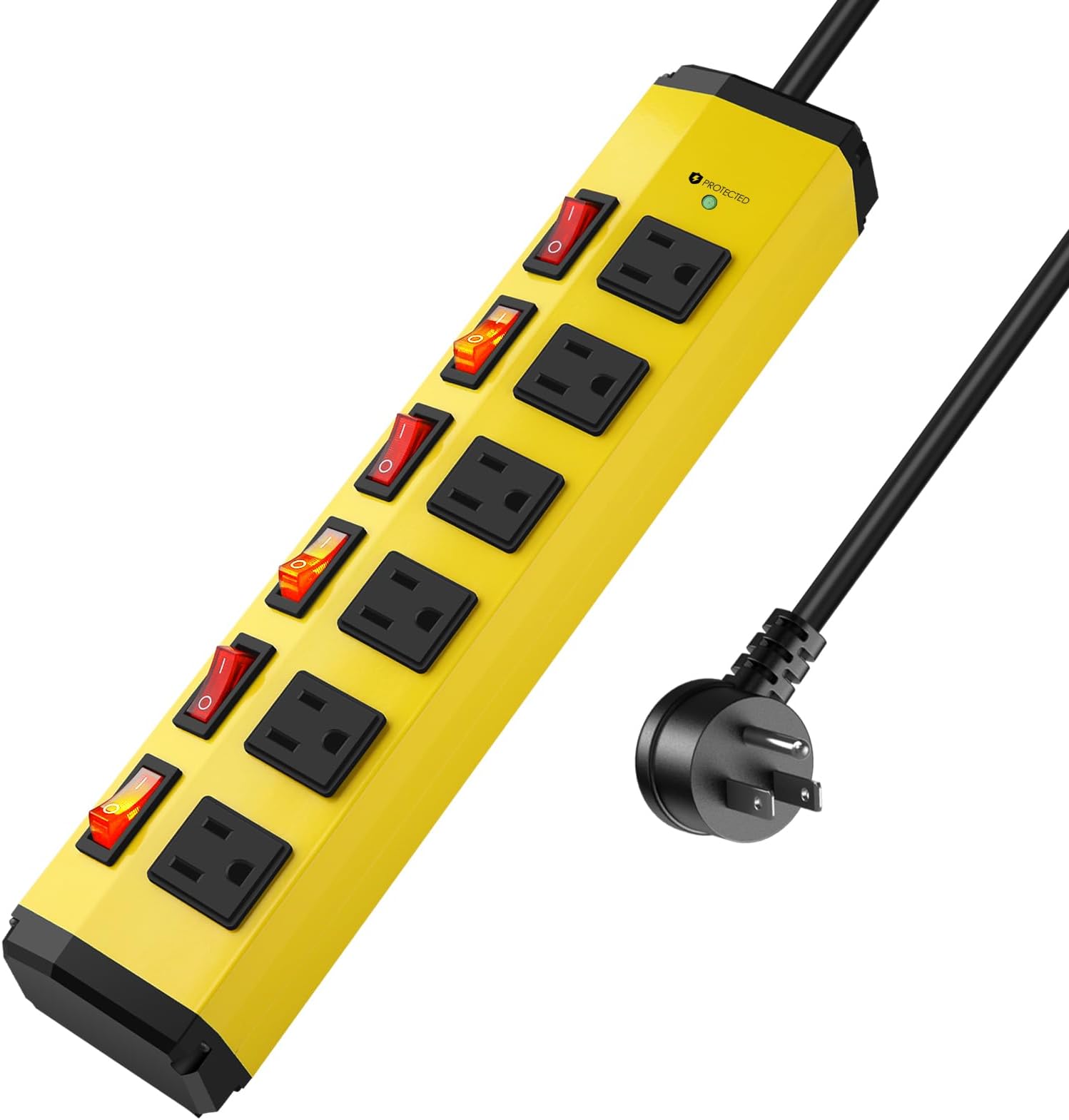 ANNQUAN 6 Outlet Metal Power Strip with 6 Individual Switches,Heavy ...