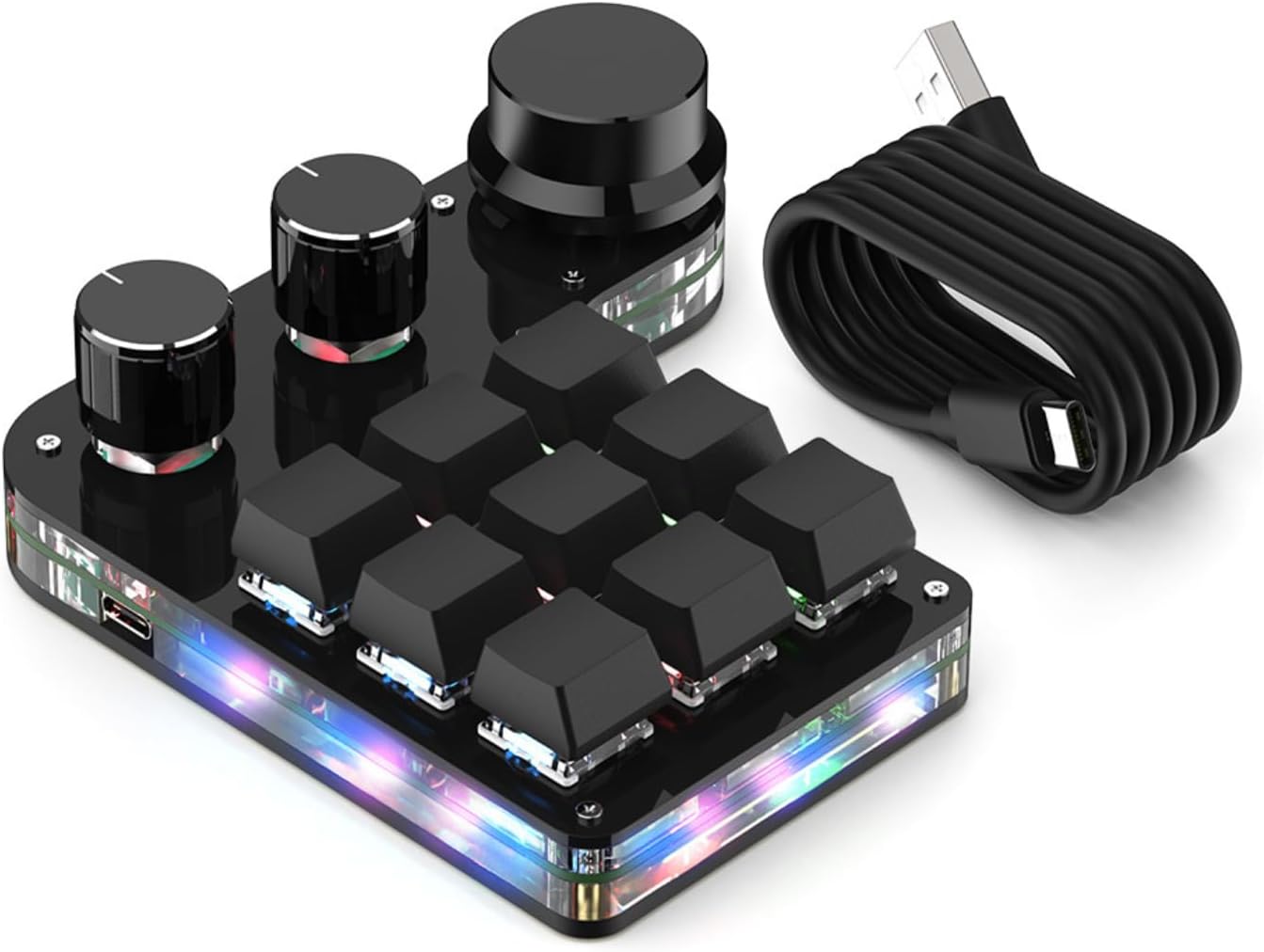Amazon.com: Keyboard, Mini 9 Key Keypad with 3 Knob RGB Light, Blue ...