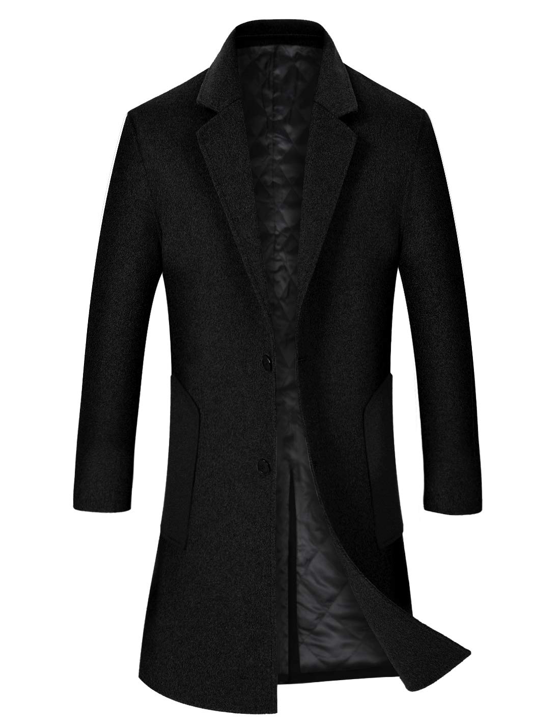 Pea Coat Men's Classic ICKER Men's Wool Blend Trench Coat - Winter Long ...