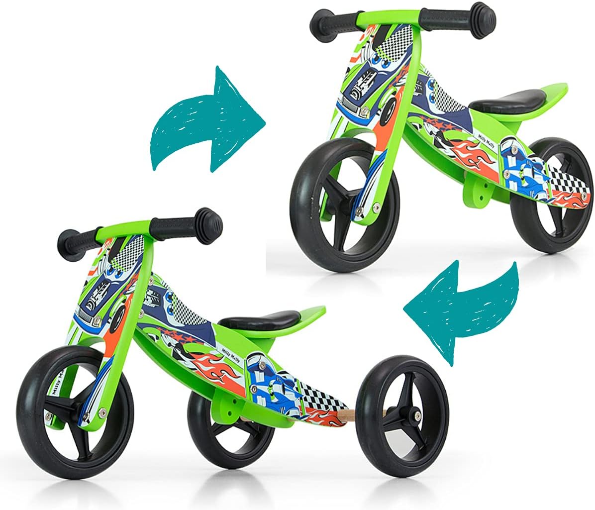 Milly Mally Jake Draisienne à Deux ou Trois Roues Vélo en Bois Green ...