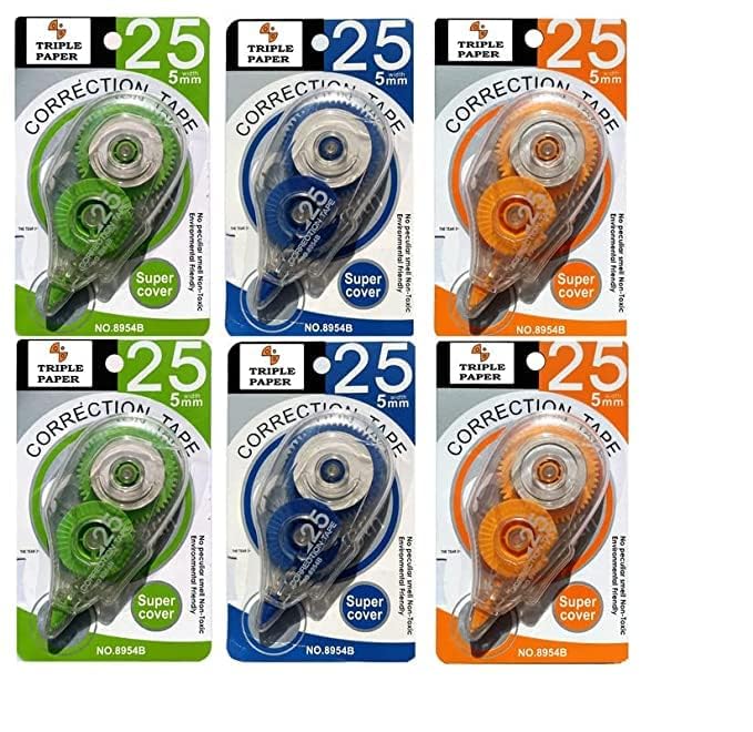 Correction Tapes Combo Pack of 5 Pieces, 25m, 5mm x 25Meter, Strong ...