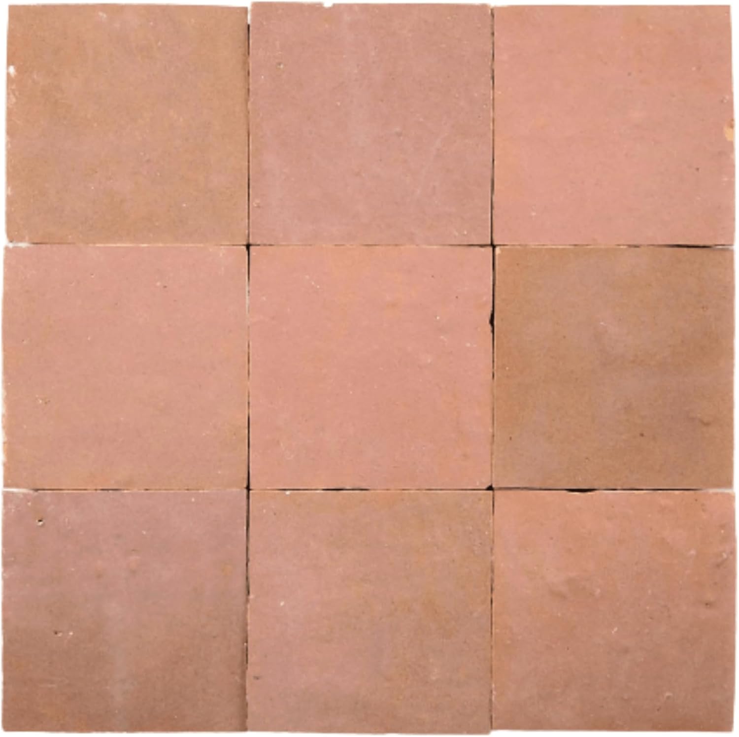Thick Soft Pink Ceramic Tiles - Handcrafted 4x4 Moroccan Zellige Tiles ...