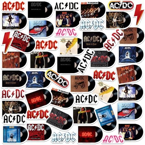 Amazon.com: AC/DC Albums 50 Count Vinyl Large Deluxe Stickers Variety ...
