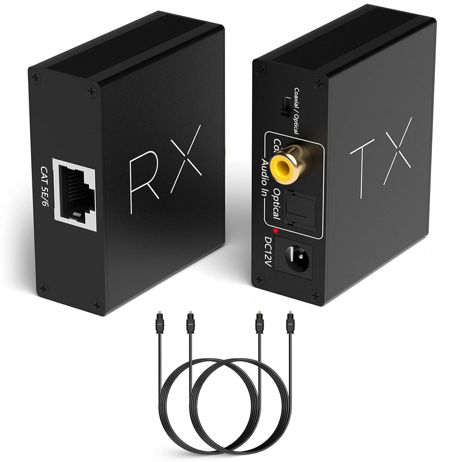 conj Digital Optical Audio Extender Balun Over Cat 5e/6 Cable (PoC) up ...