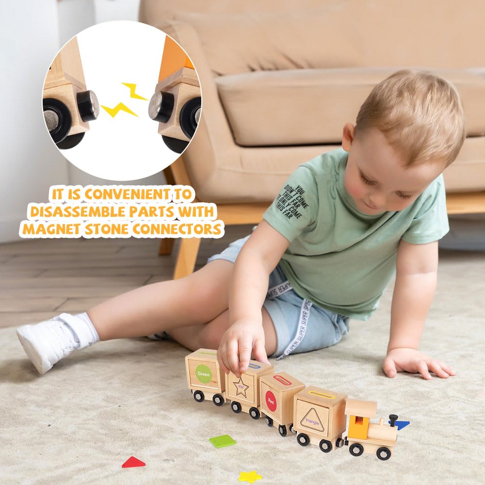 Snapklik.com : 2 In 1 Montessori Toys Wooden Magnetic Train Toy And ...