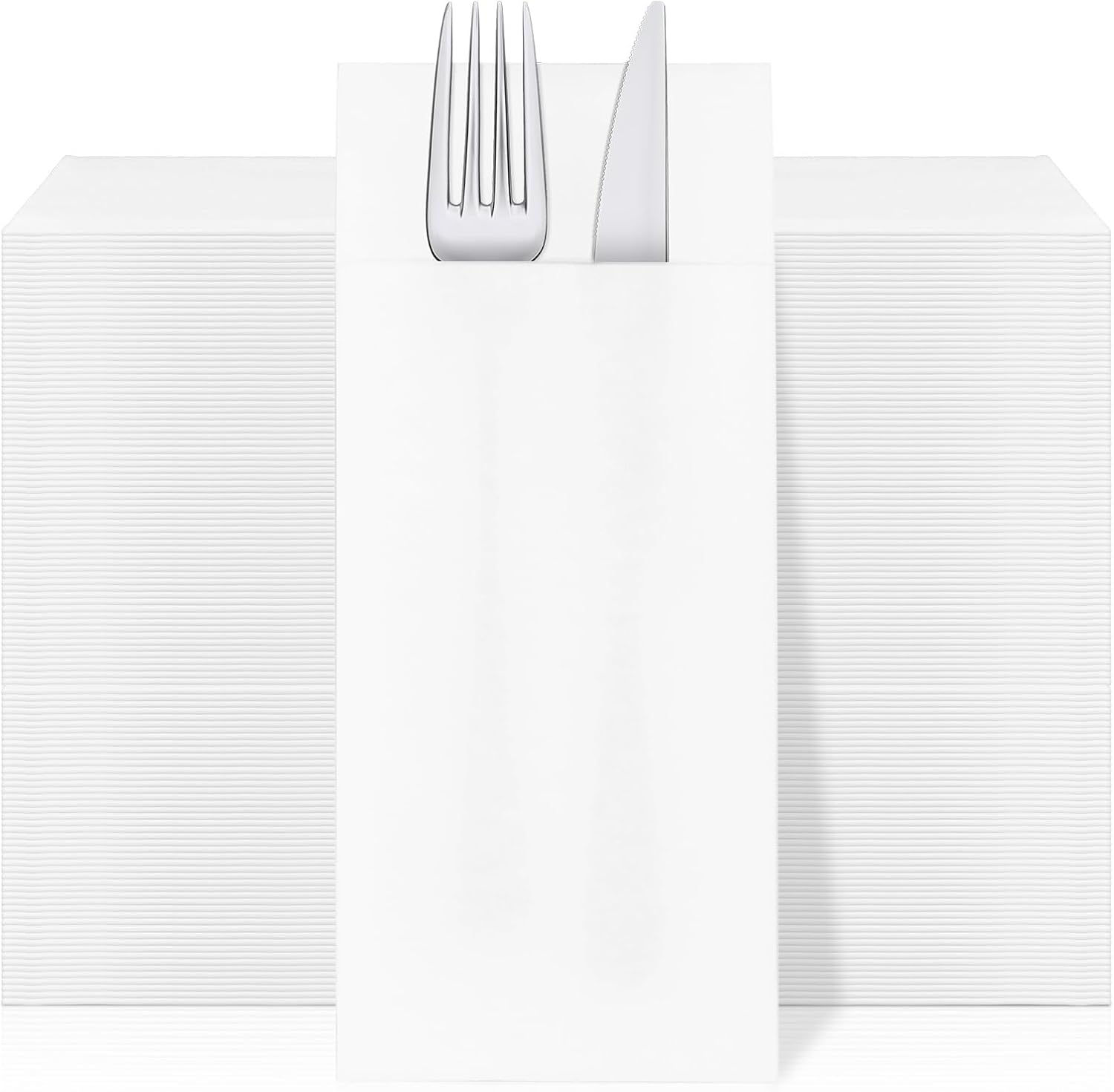 Amazon.com: 100 Pcs White Paper Napkins with Built-in Flatware Pocket ...