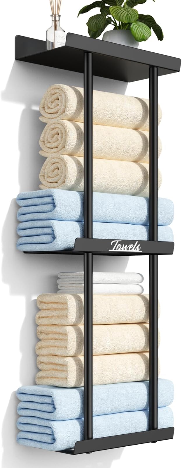 Amazon.com: mDesign Metal Towel Shelves – Towel Rack for The Bathroom ...