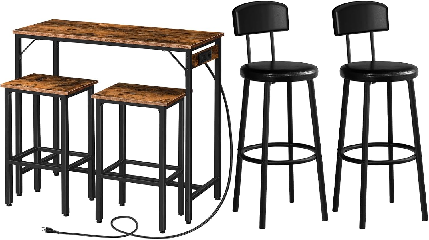 Amazon.com - HOOBRO Bar Table Set with Power Outlet and Bar Stools ...