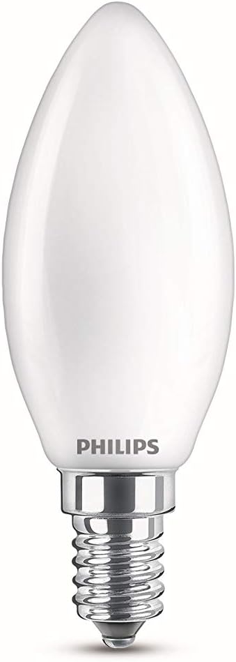Philips LED Classic Frosted B35 Candle Light Bulb 2 Pack [E14 Small Edison Screw] 4.3W- 40W ...