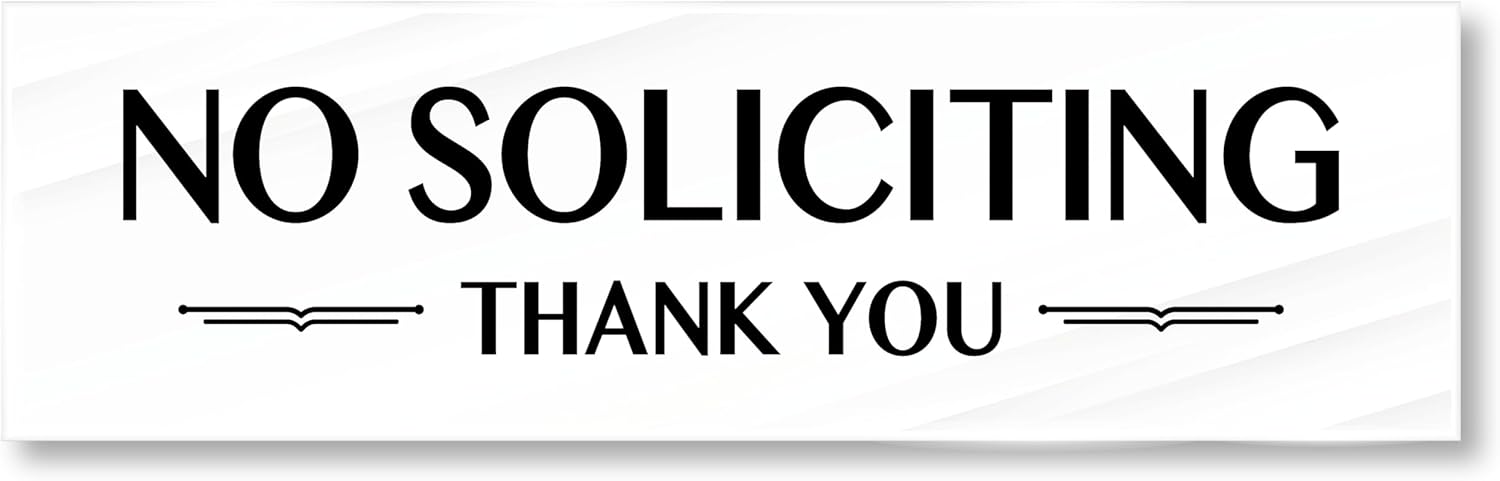 Amazon.com : Acrylic No Soliciting Sign for House, White No Soliciting ...