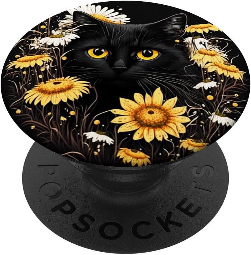 Amazon.com: Cute Daisy Flower Floral Aesthetic Black Cat Sage Green ...