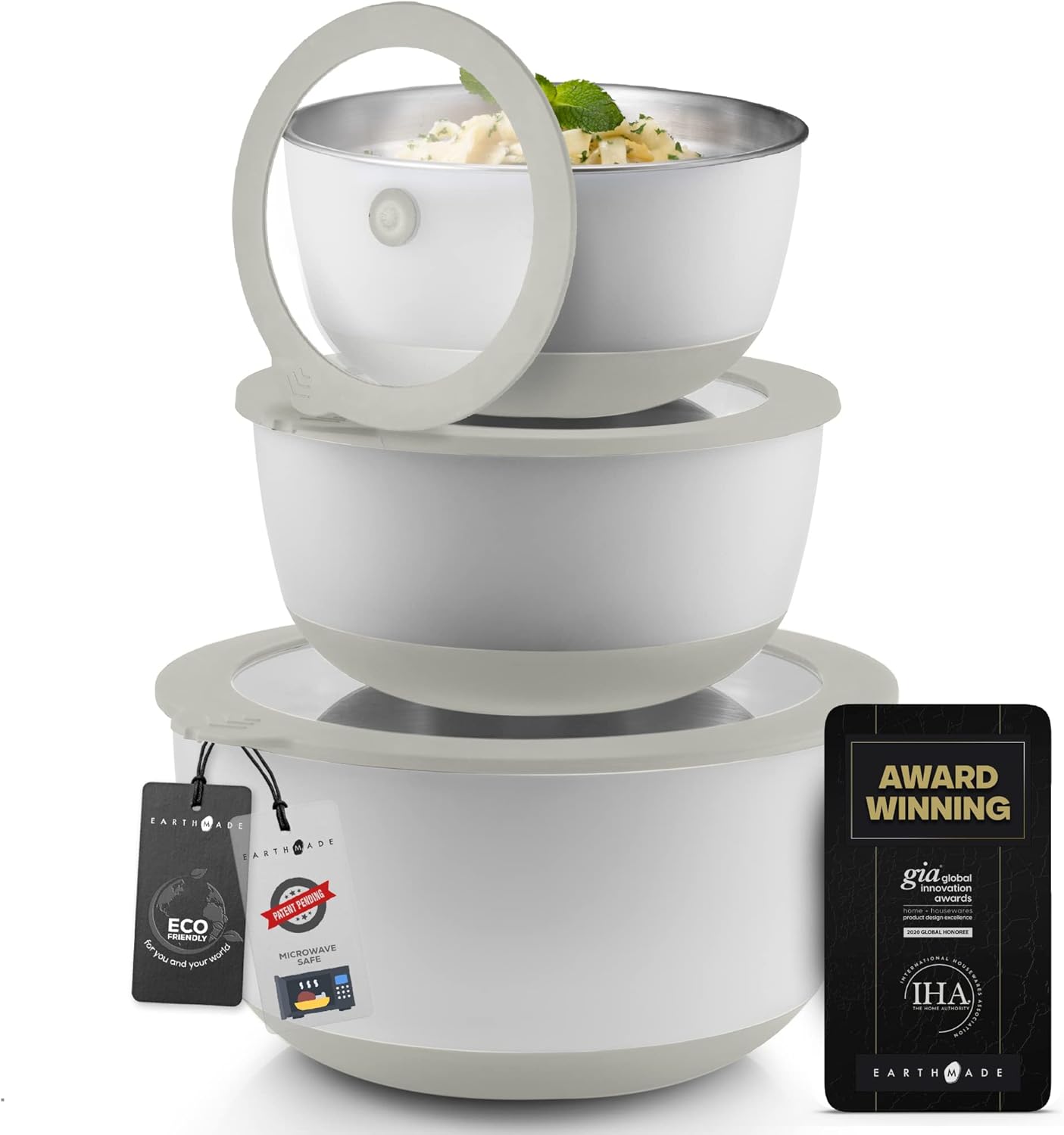 Amazon.com: Microwave Stainless Steel Mixing Bowl Set Capacity ...