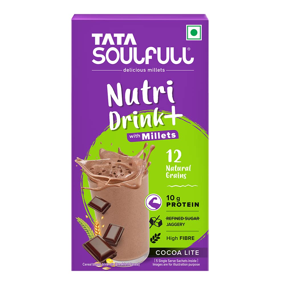 Tata Soulfull Nutri Drink+ with Millets | Cocoa Lite Flavour | 12 ...