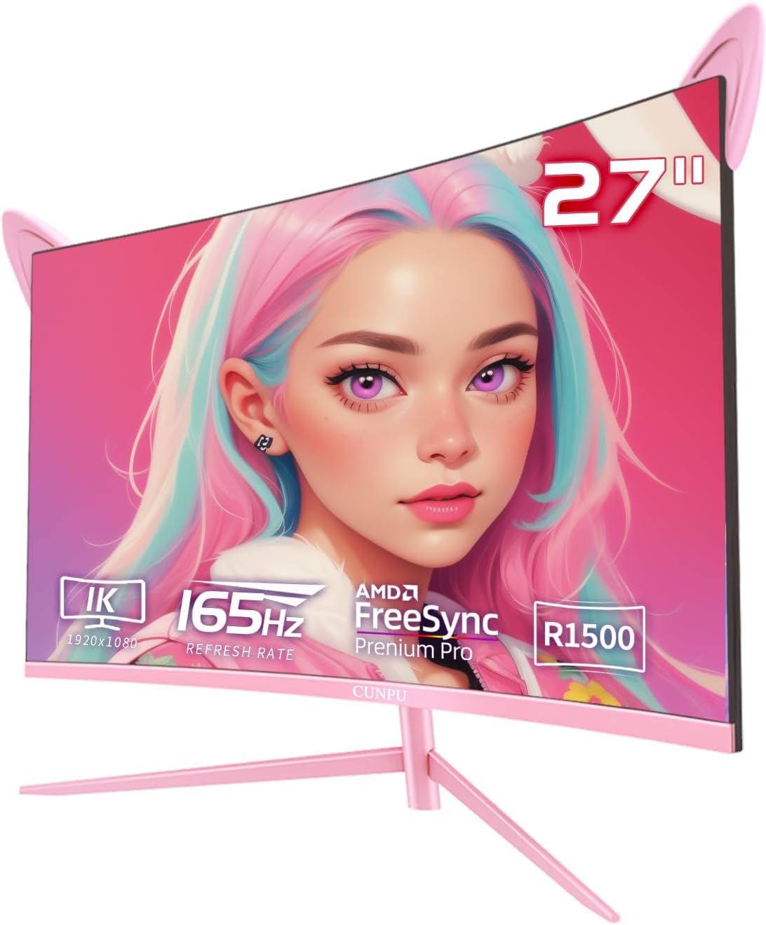 Amazon.com: CUNPU Pink Computer Monitor, 27 inch 1080p 165Hz (Supports ...