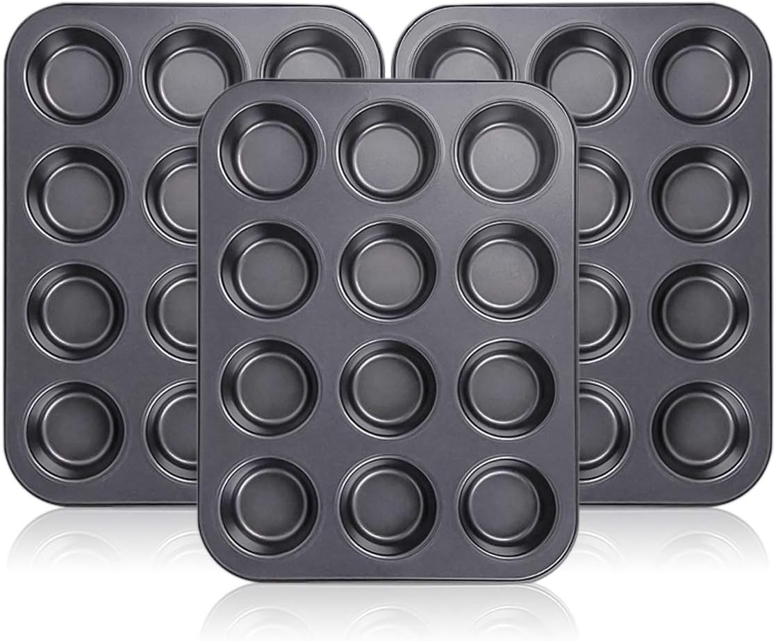 Amazon.com: Muffin Pan, 12 Cupcake Pan, 2 Sets of Nonstick Brownie ...