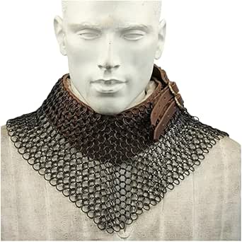 Amazon.com: Medieval Chainmail Gorget Collar, 9mm Butted Steel Rings ...