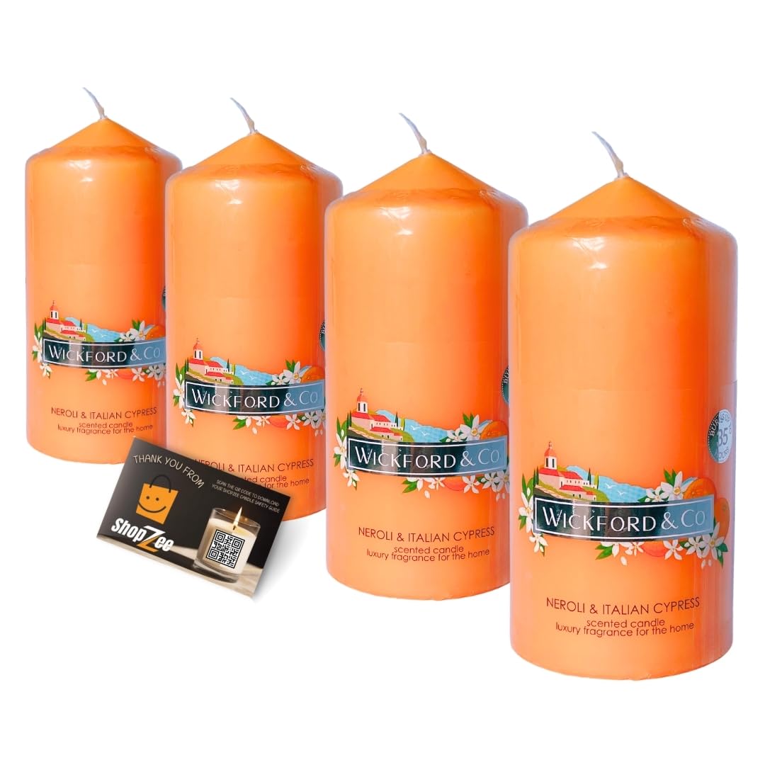 Scented Pillar Candle Bundle: Wickford & Co Long Burning Candles – 35 ...