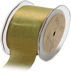 Amazon.com: May Arts 1-Inch Wide Ribbon, Olive and Antique Gold ...