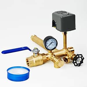 Brass Water Well Pressure Tank Tee Kit with 40/60psi Pressure Switch ...