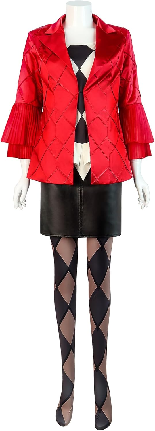 Amazon.com: Women's Cosplay Red Suit Styled Costume Premium Outfit Full ...