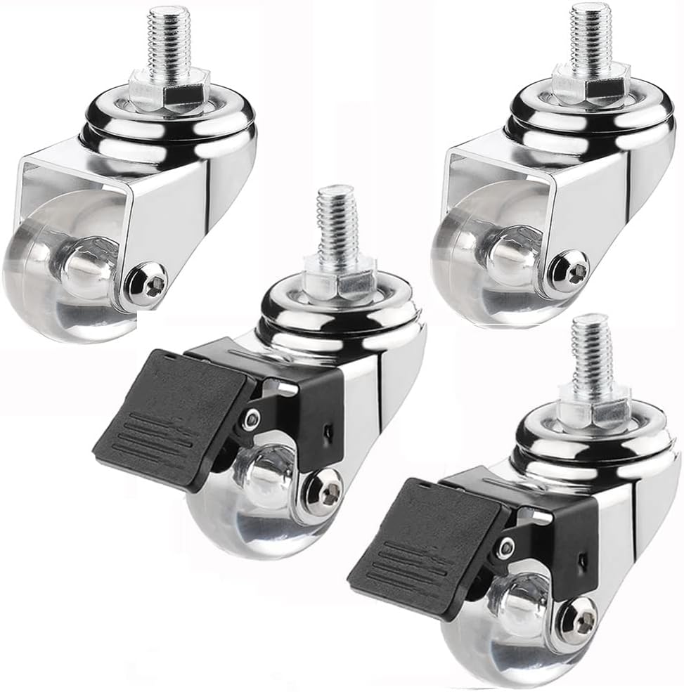 BIRLD M8/M10 Rotelle Trasparente, Ruota Girevole con Perno Filettato ...