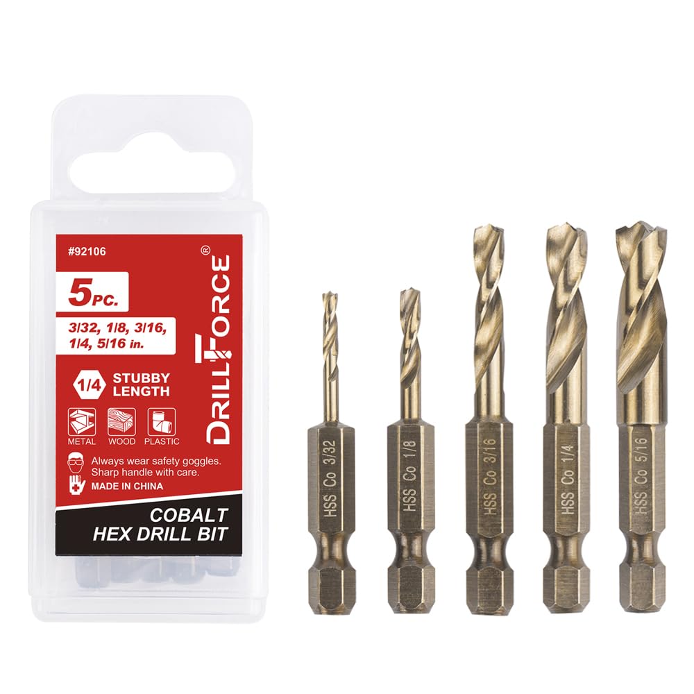 VALYRIANTOOL 5PCS M35 Cobalt Stubby Drill Bit Set for Stainless Steel ...