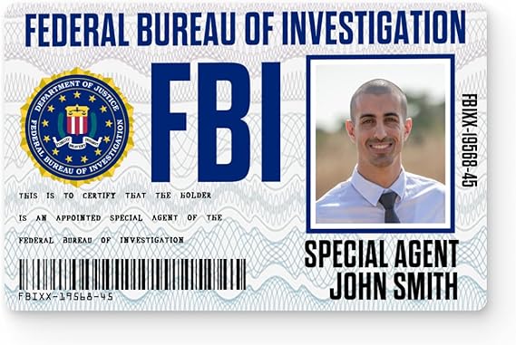 Federal Bureau of Investigation (FBI) Special Agent Personalised ID ...