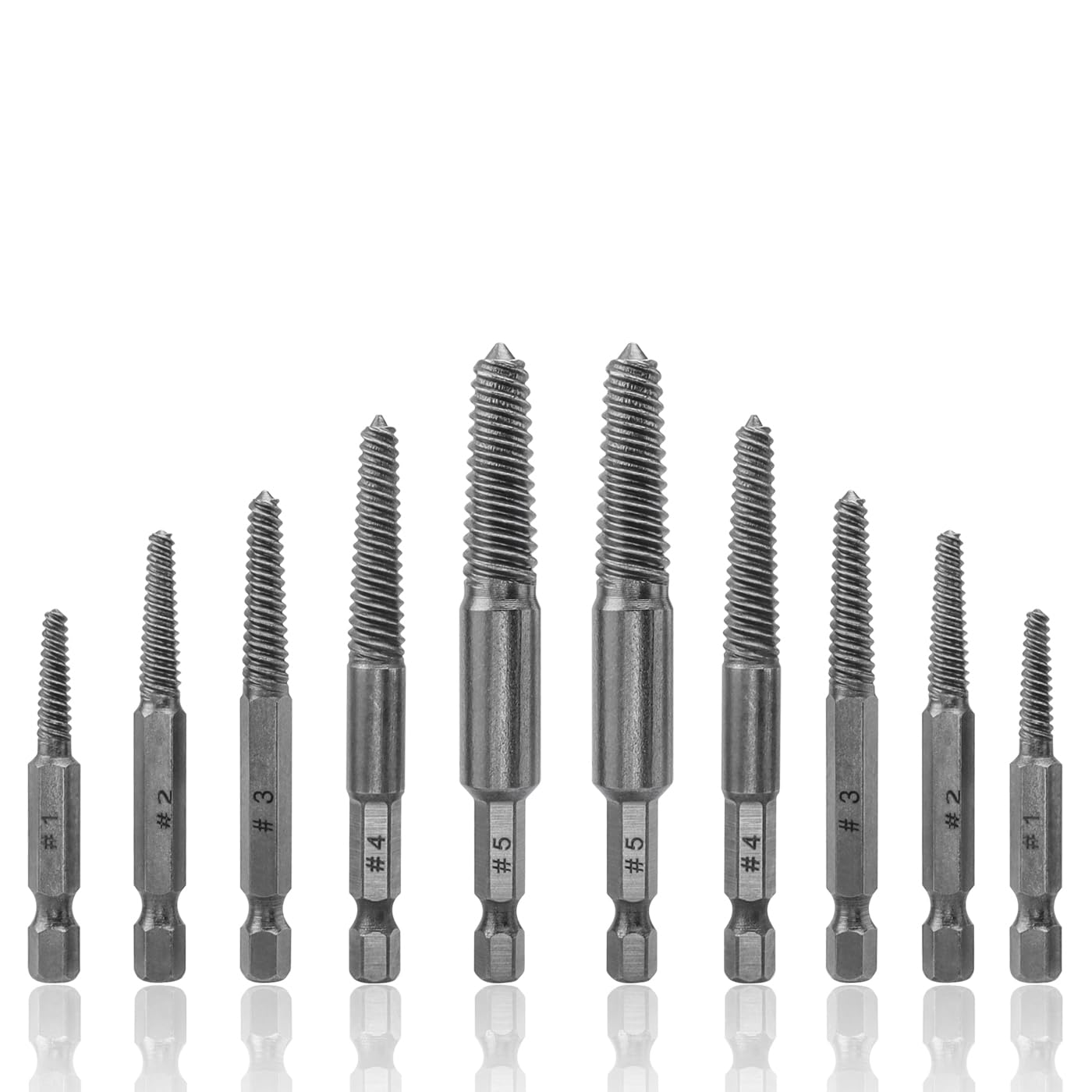 Bestgle 10 Pcs Screw Extractor Set High-Speed Steel Easy Out Broken ...