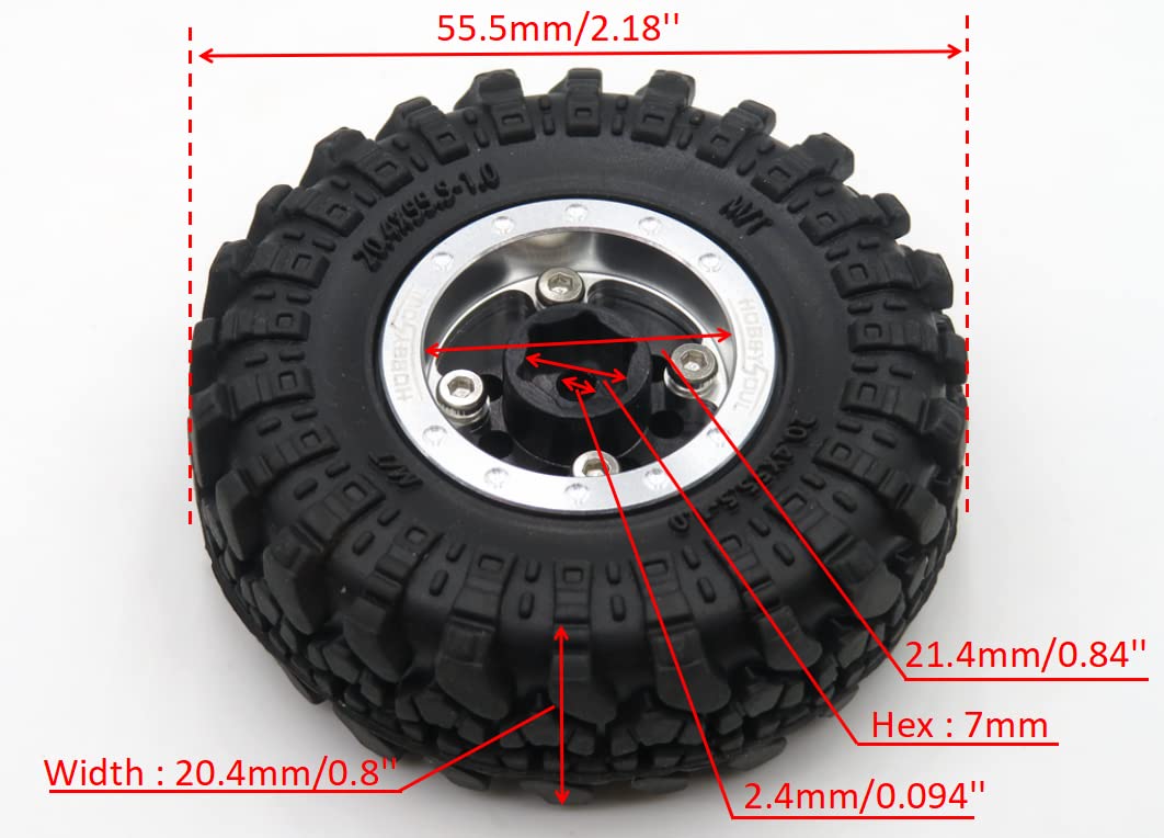 Snapklik.com : HOBBYSOUL Adjustable Offset 1.0 Rc Wheels Rims Silver ...