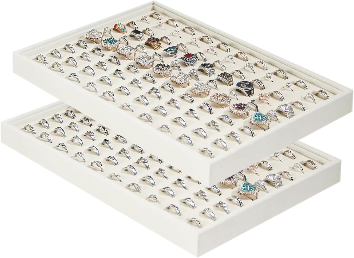 Amazon.com: Coward 2Pcs/Set Stackable Ring Organizer Tray Beige Velvet ...