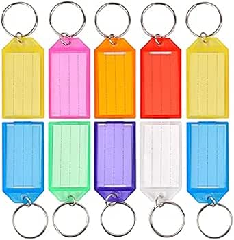 Amazon.com: WELANGBN 10 Pack Tough Plastic Key Tags with Split Ring ...