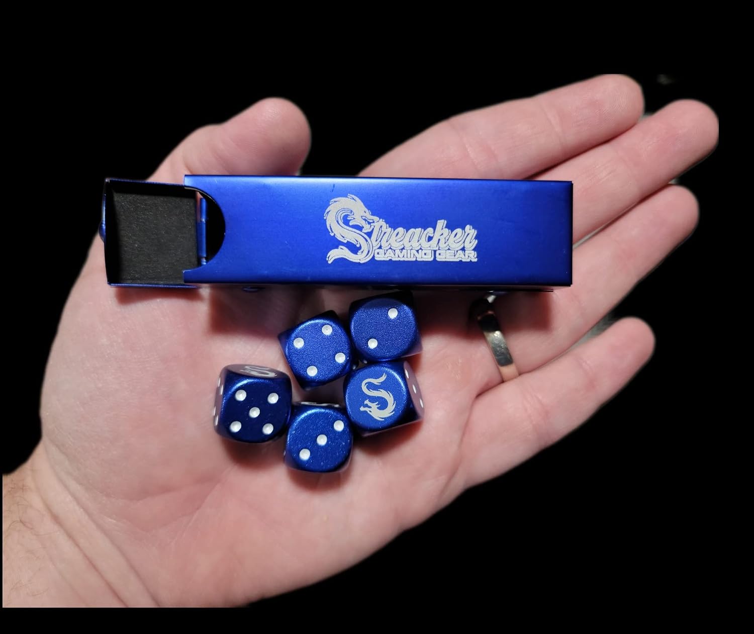 Amazon.com: Royal Blue Aluminum Alloy 5 Piece Six Sided 16mm Dice Set w ...