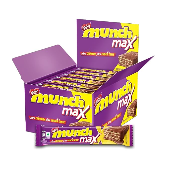 Nestlé MUNCH MAX, Choco Coated Crunchy Wafer Bar, Xtra Crunchy, Xtra ...