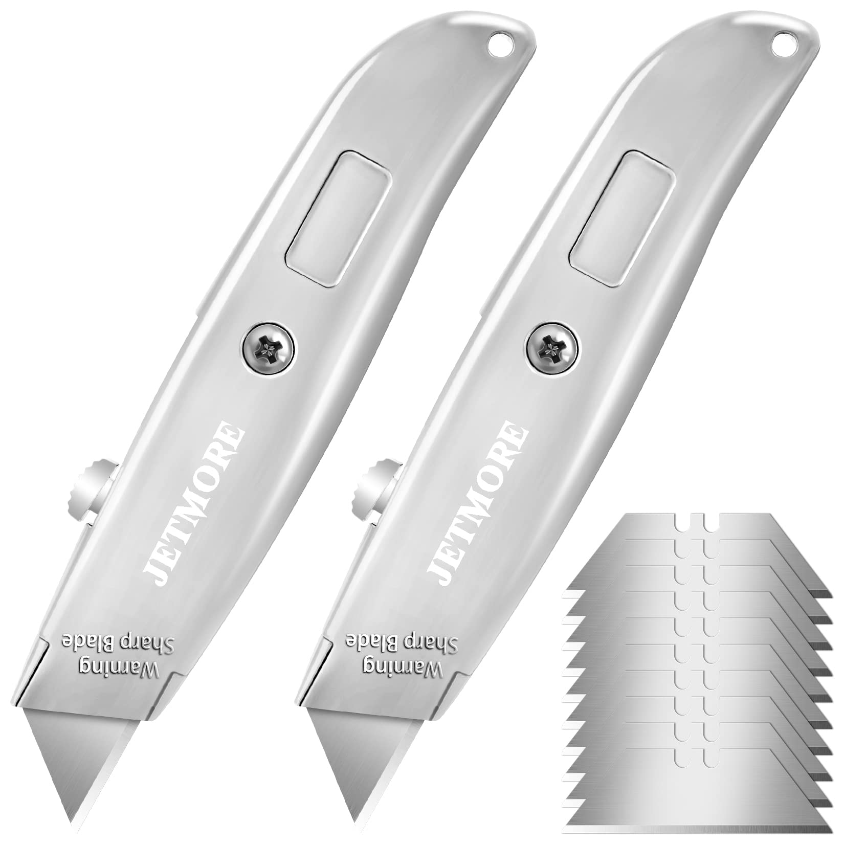 Jetmore 2 Pack Box Cutter with Extra 10 SK5 Blades, Heavy Duty Utility ...