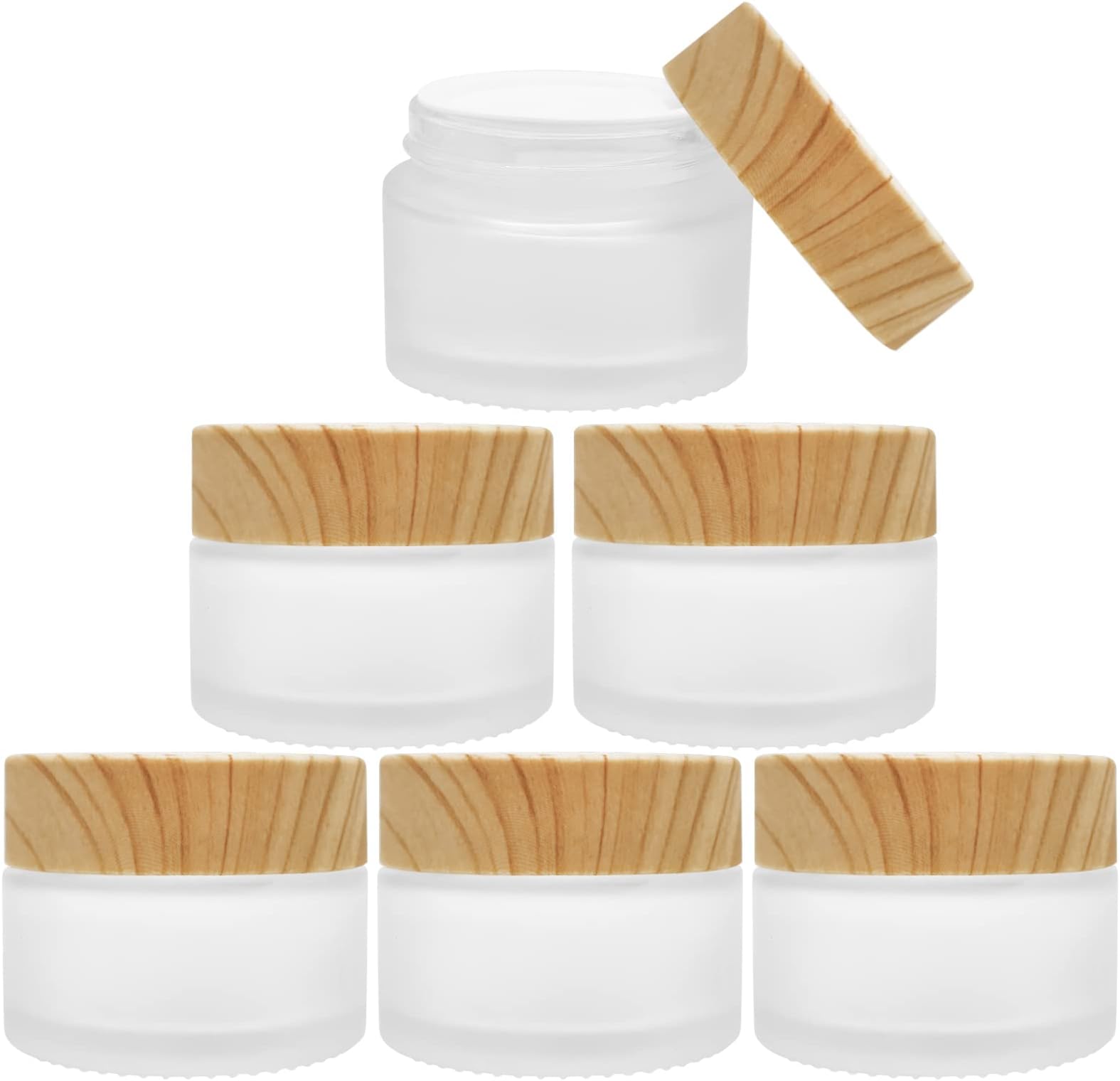 6 Pack Glass Jars,30ml Empty Frosted Refillable Sample Bottle Cosmetic ...