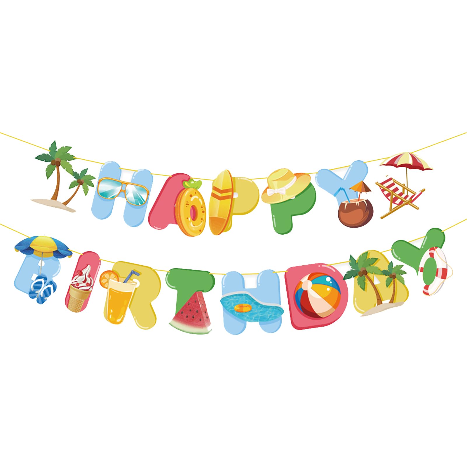 Amazon.com: DIADARL Beach Happy Birthday Banner Pool Party Supplies ...