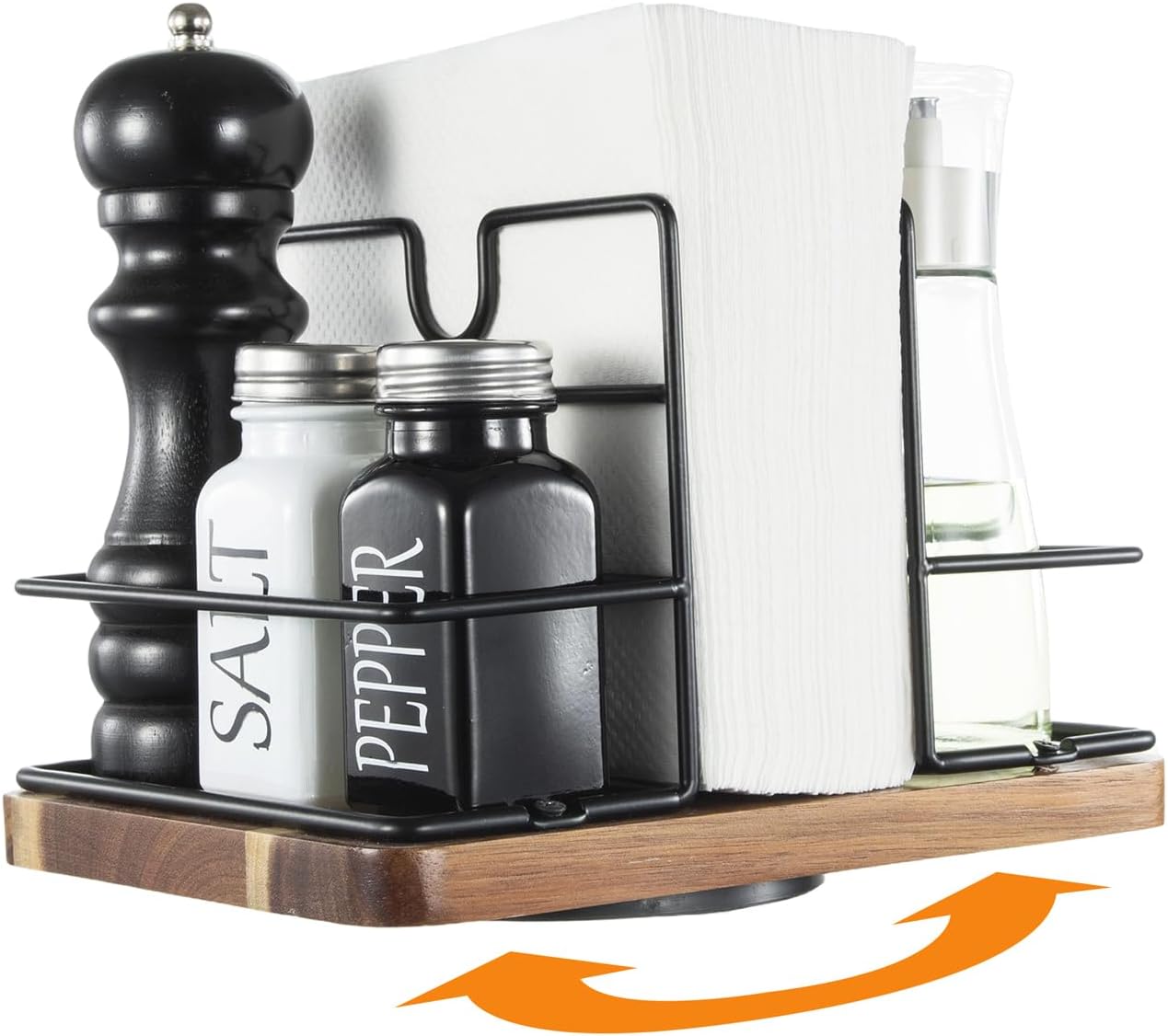 Amazon.com: Stainless Steel Salt and Pepper Shaker Set with Napkin ...