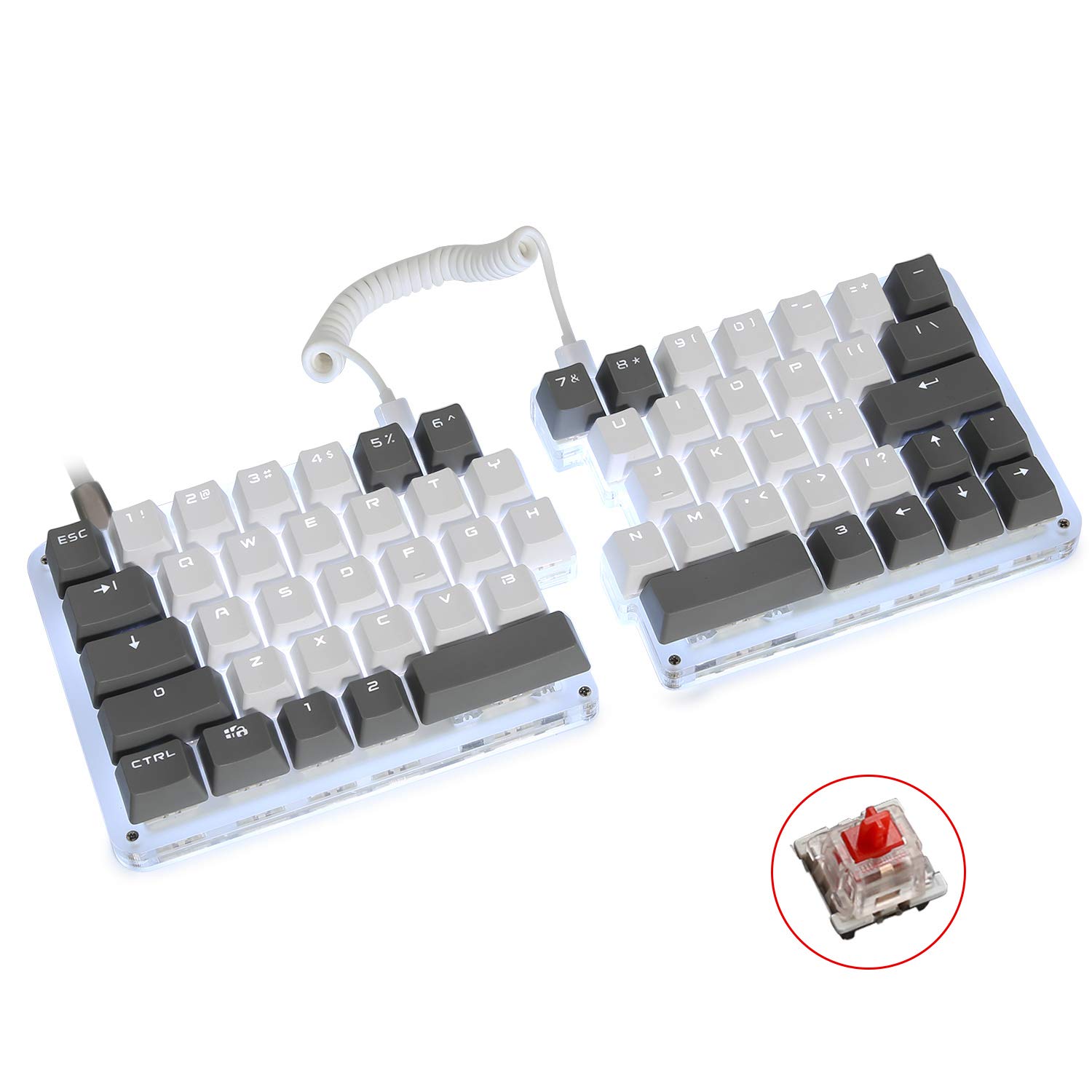 Buy Macro Split Mechanical Keyboard White Backlit,Koolertron All 62 ...