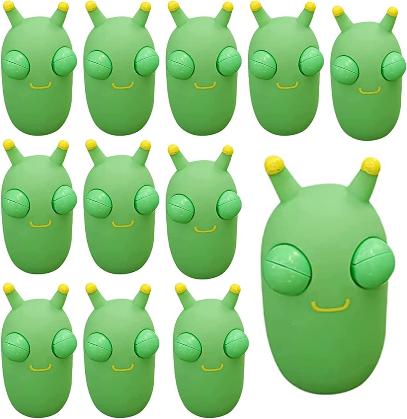 Amazon.com: 12PCS KHGJBJPK Funny Grass Worm Pinch Toy, Green Eye Bounce ...