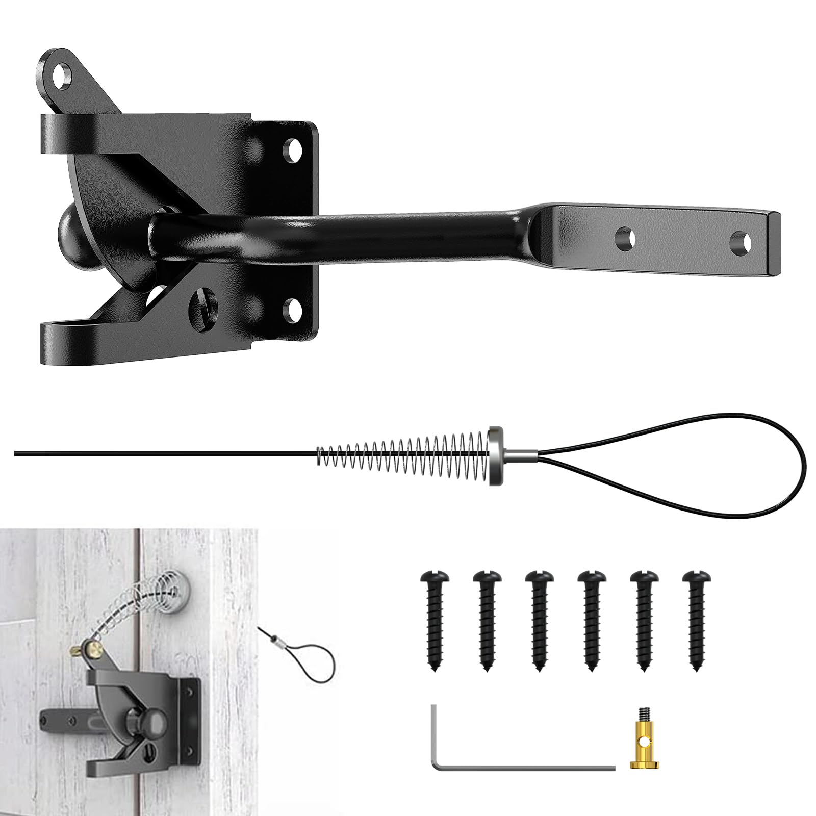 Linkidea Long Self Locking Gate Gravity Latch, Carbon Steel Spring ...