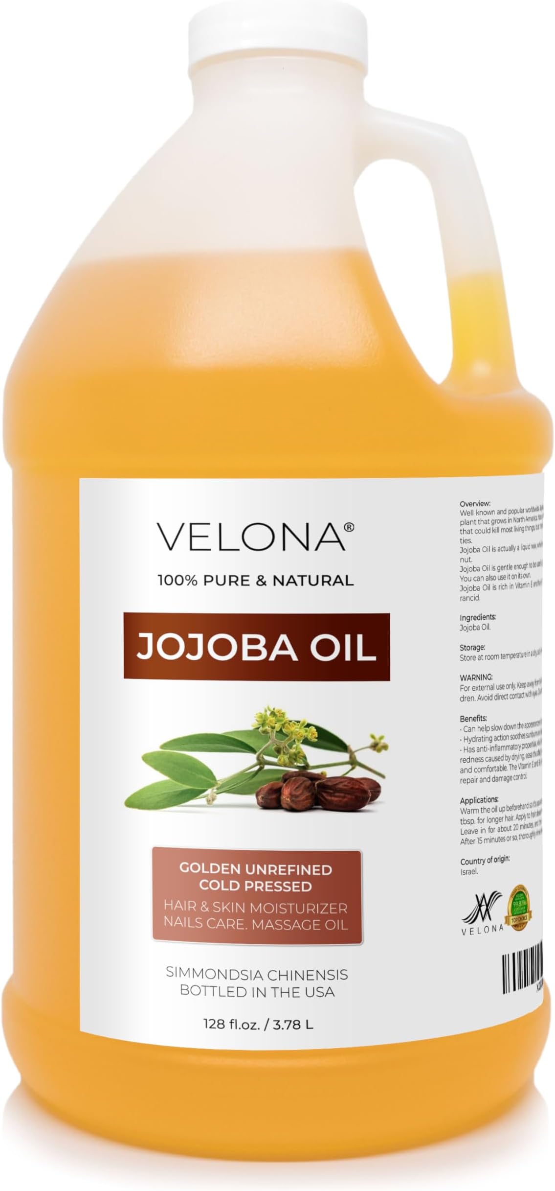 Amazon.com : velona Jojoba Oil USDA Certified Organic - 64 Fl Oz | 100% ...