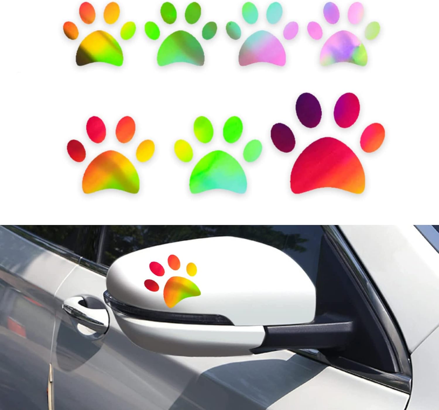 Amazon.com: cueclue 7 Pack Car Seven-Color Laser Footprint Stickers ...
