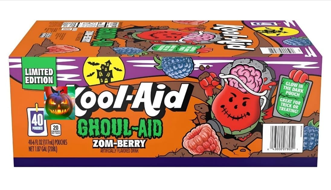 Amazon.com : Ghoul-Aid Zom-Berry Drink Pouches, Blue Raspberry Flavor ...