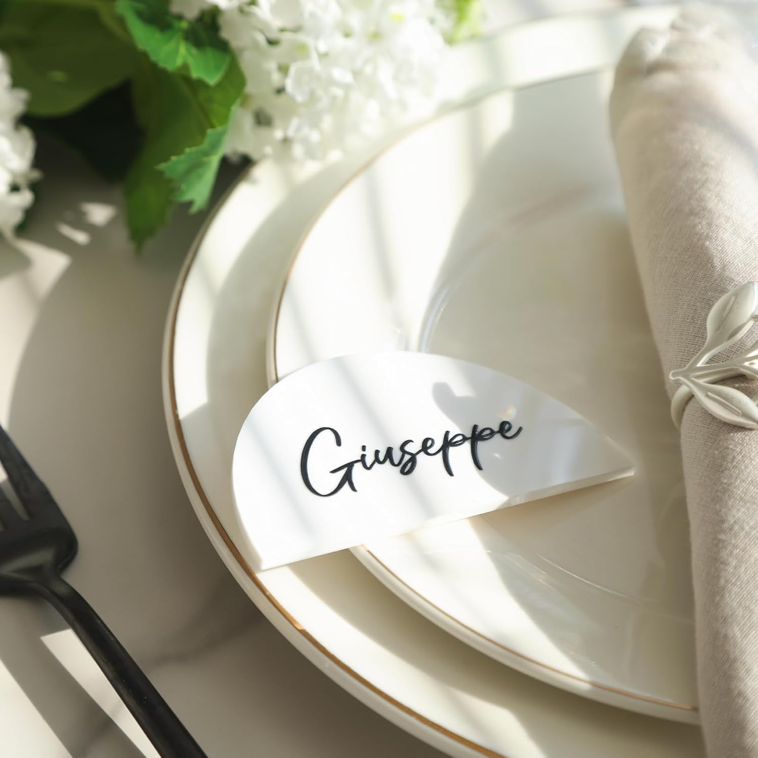 Amazon.com: UNIQOOO 20 Pcs White Semicircle Acrylic Place Cards, 3.5x2 ...