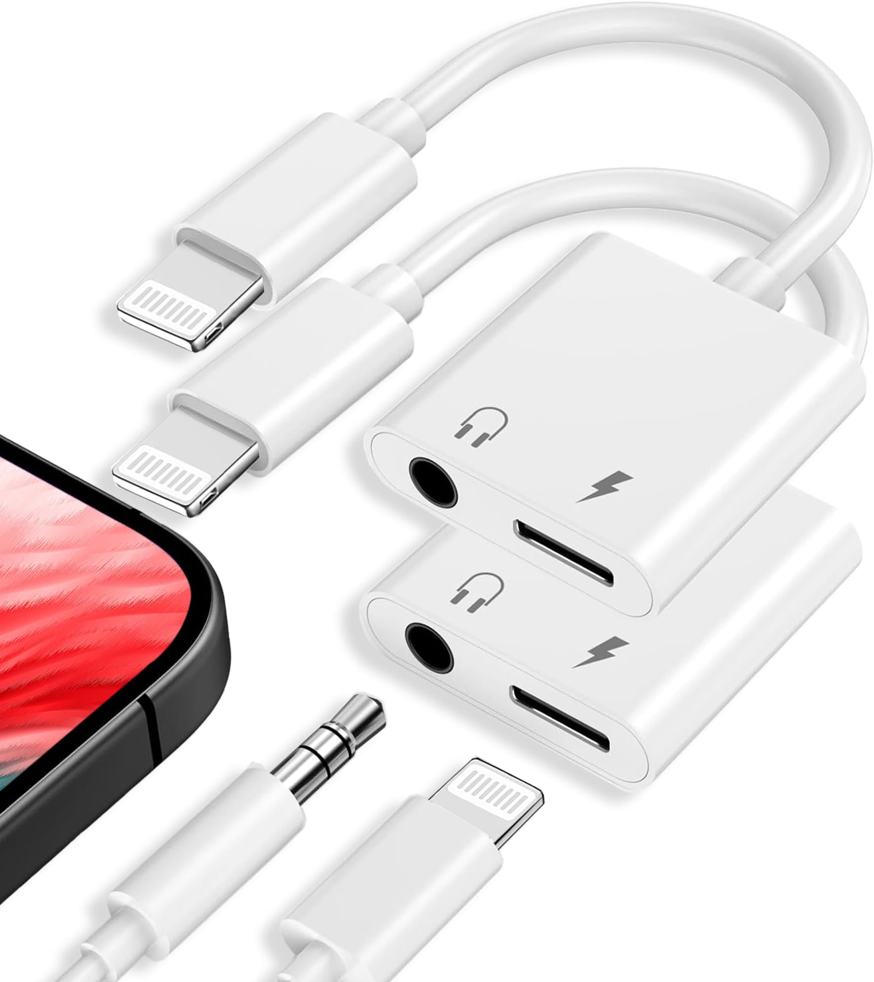 2 Pack [Apple MFi Certified] Lightning to 3.5mm Headphones Dongle Jack ...