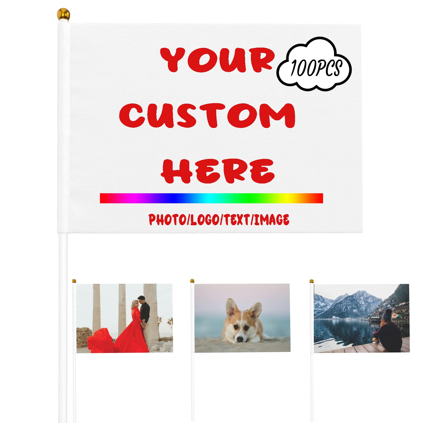 Amazon.com: Custom Miniature Stick Flag 5×8 In Personalized Hand Held ...