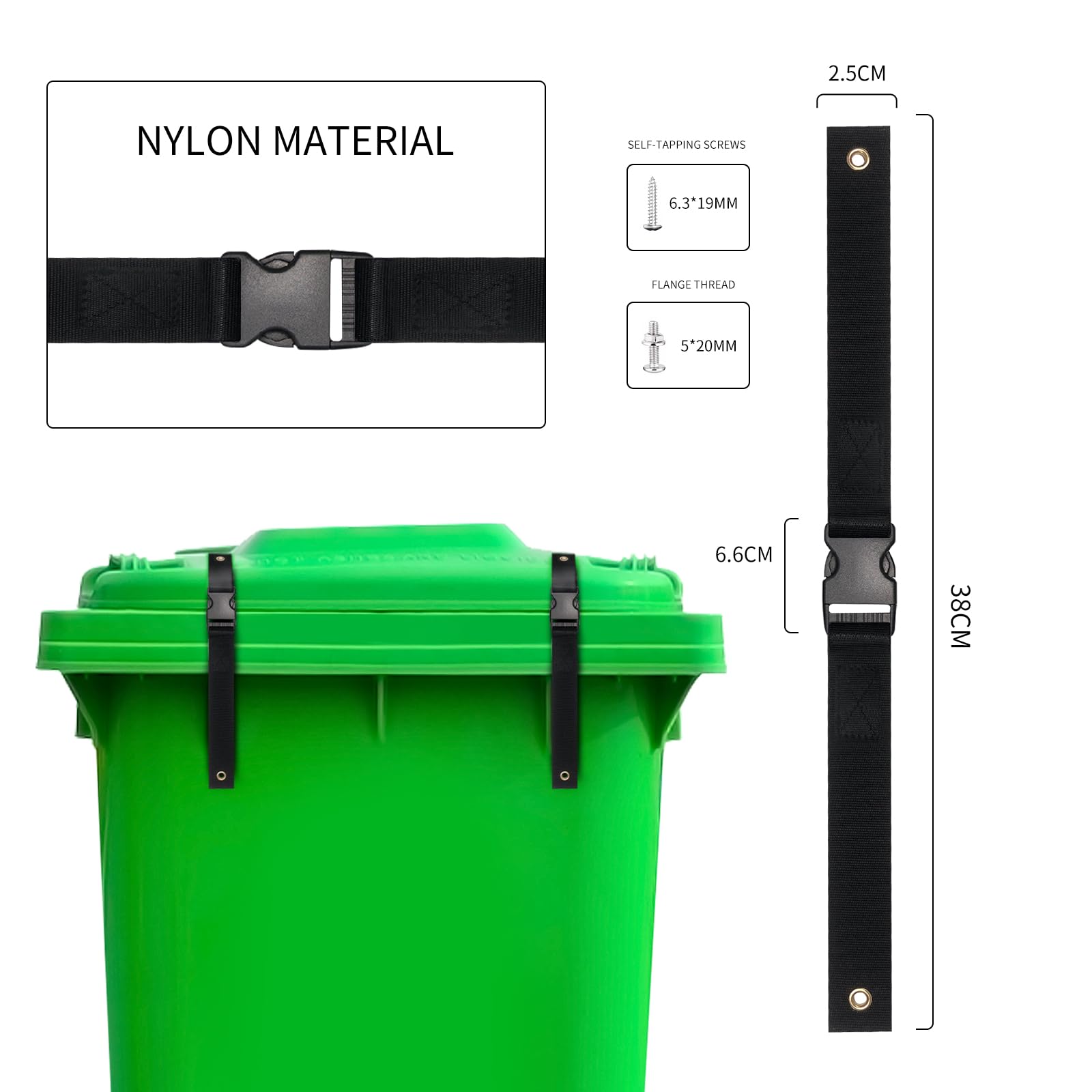 Outdoor Trash Can With Lid Bear-Proof Trash Can Lock - Adjustable Strap ...