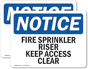 Amazon.com: (2 Pack) Fire Sprinkler Riser Keep Access Clear OSHA Notice ...