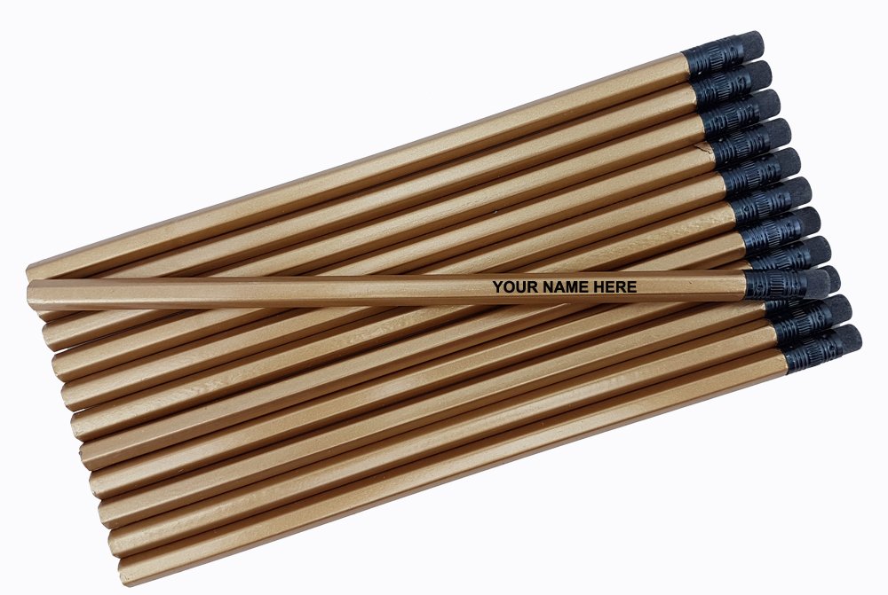 Ezpencils Personalized Gold Hexagon Pencils 12 Pkg Free Perzonalization | Desertcart INDIA